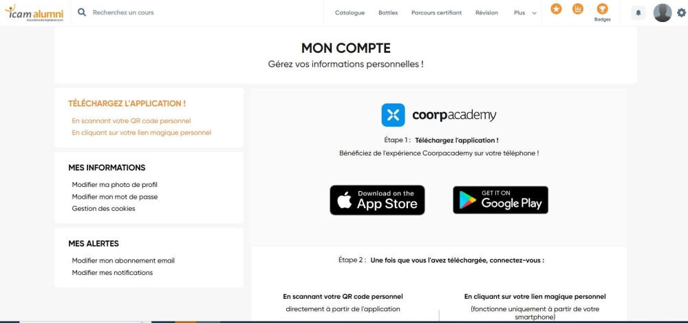Activate the Coorpacademy App on your phone and take Icam à Vie courses